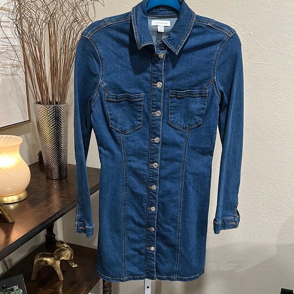 Topshop | Dresses | Topshop Blue Denim Dress | Poshmark